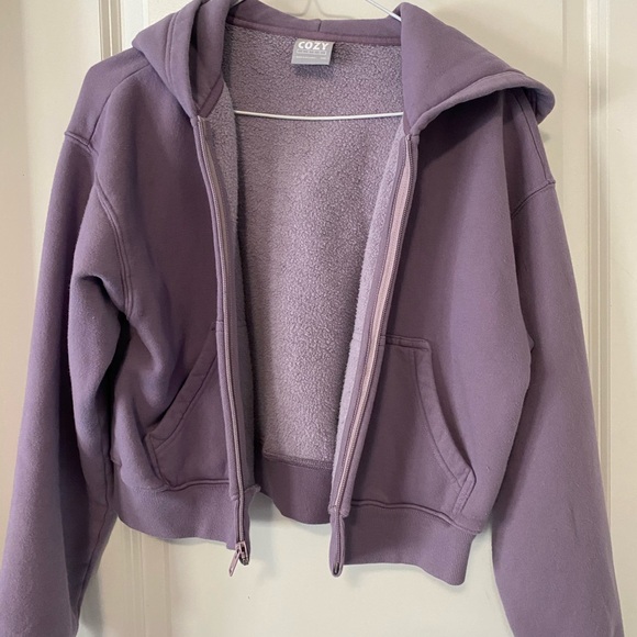 TNA | Sweaters | Purple Aritzia Tna Cozy Crop Zip Up Sweater 2xs | Poshmark